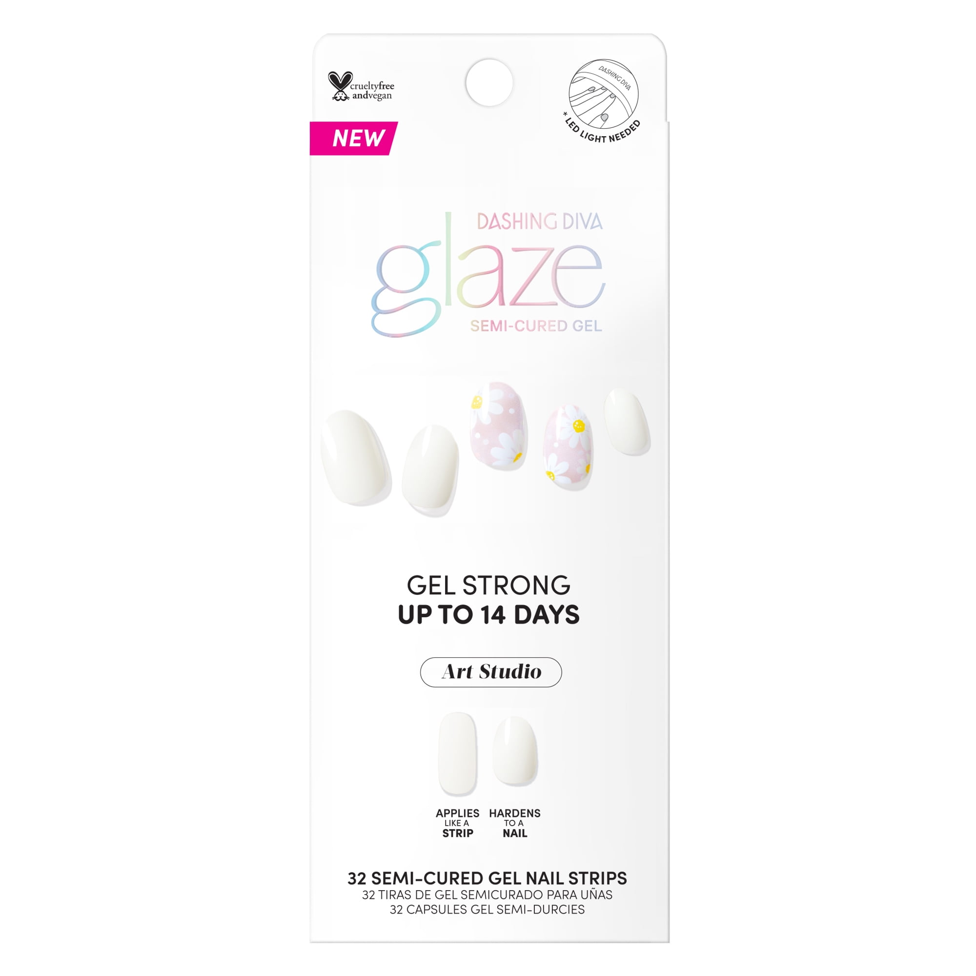 Dashing Diva Glaze LED Semi-Cured Gel Nail Strips, Daisy Dukes, 32ct ...