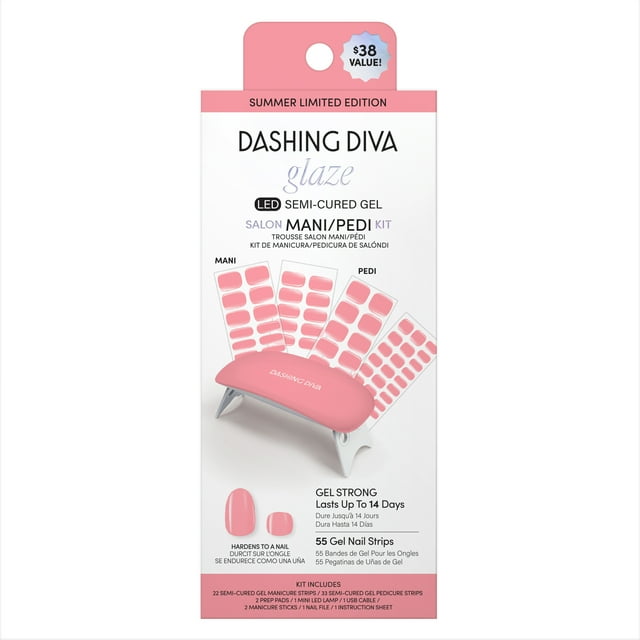 Dashing Diva Glaze LED Semi-Cured Gel Salon Mani + Pedi Kit, Gel Nail ...