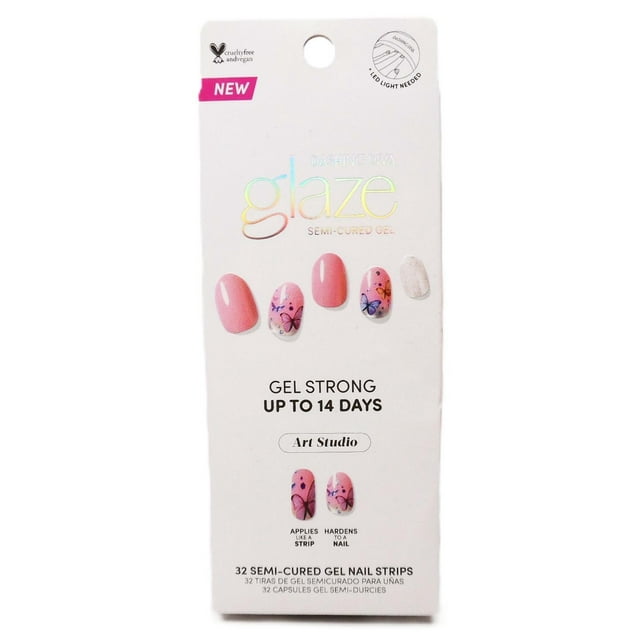 Dashing Diva Glaze Semi-Cured Gel Nail Strips, Butterfly Whisper GAM170, 32ct - Walmart.com