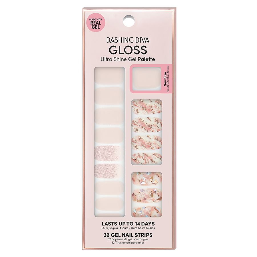 Dashing Diva Gloss Press-On Gel Palette Nail Strips, Crystal Clear 1.0 ...