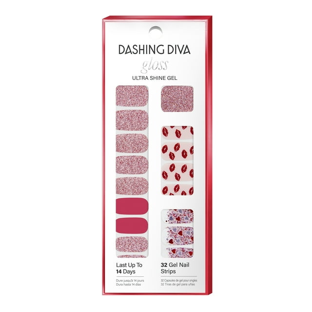 Dashing Diva Gloss Ultra Shine Gel Nail Stickers Strips, Glam Kiss, 32 ...