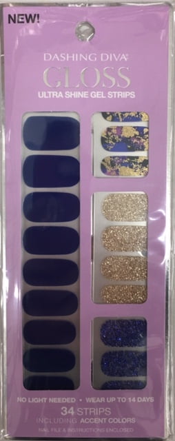 Dashing Diva Gloss Ultra Shine Nail Manicure Gel Strip, 34 Strips, Blue ...
