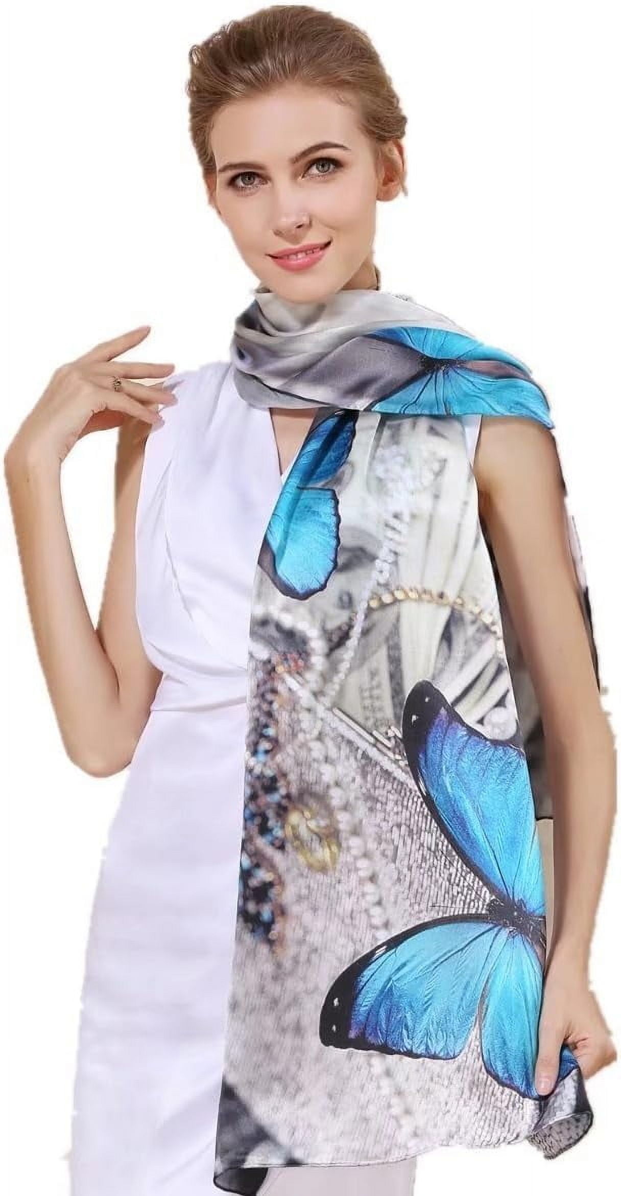 Dashing White Silk Aviator Scarf Pure 100% Silk – 21"x21" Silk Long ...