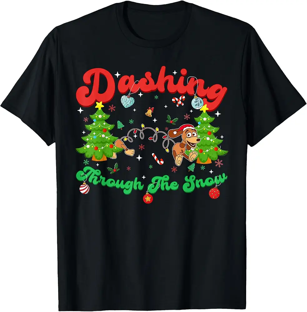 Dashing Wiener Dog Lights Festive Holiday Humor Unisex T-Shirt, up to ...