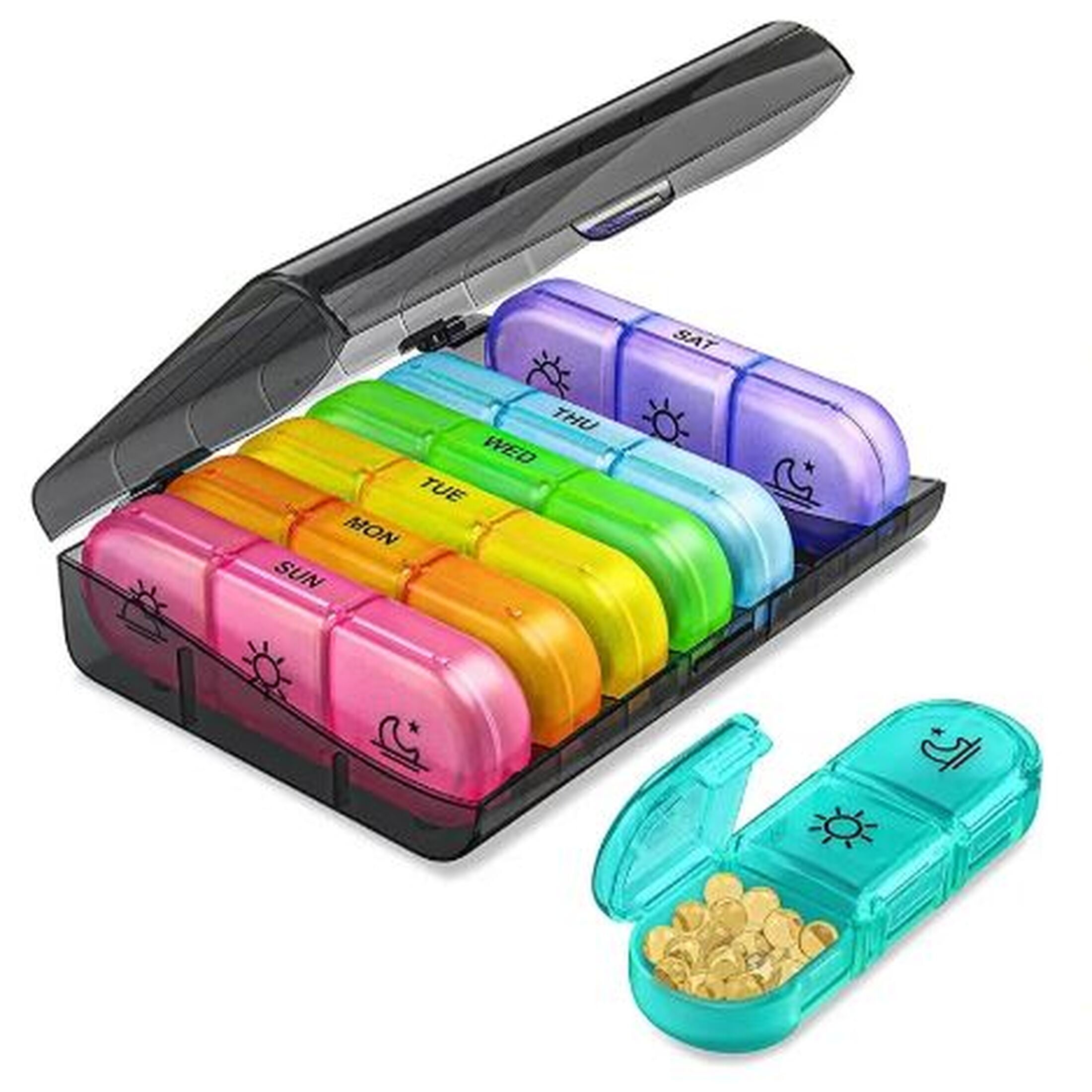 Dasoch 7 Days Pill Medicine Box Weekly Tablet Holder Storage Organizer ...
