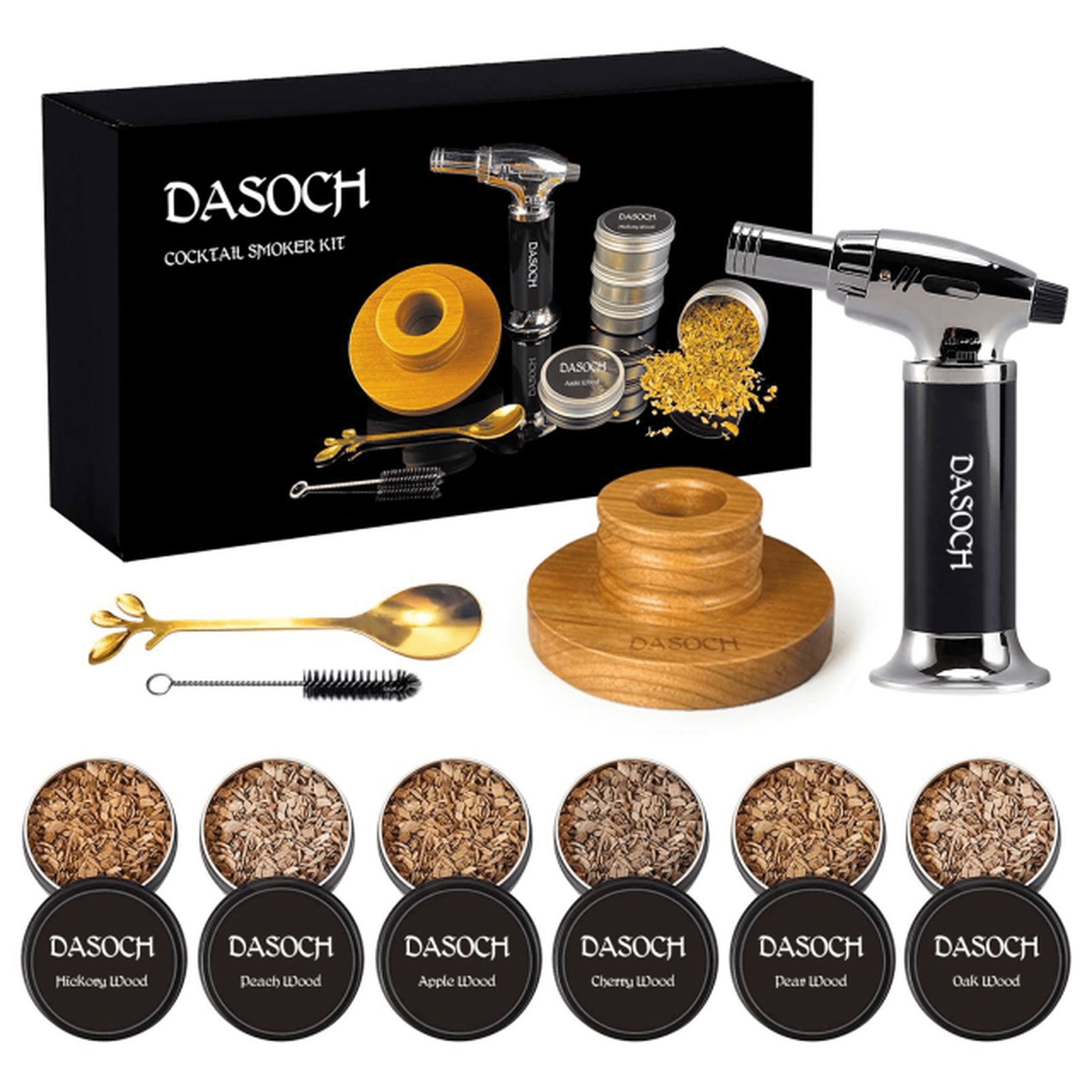 Dasoch Whisky Smoking Kit with Torch - 6 Flavor Wood Chips, Ideal Gift ...