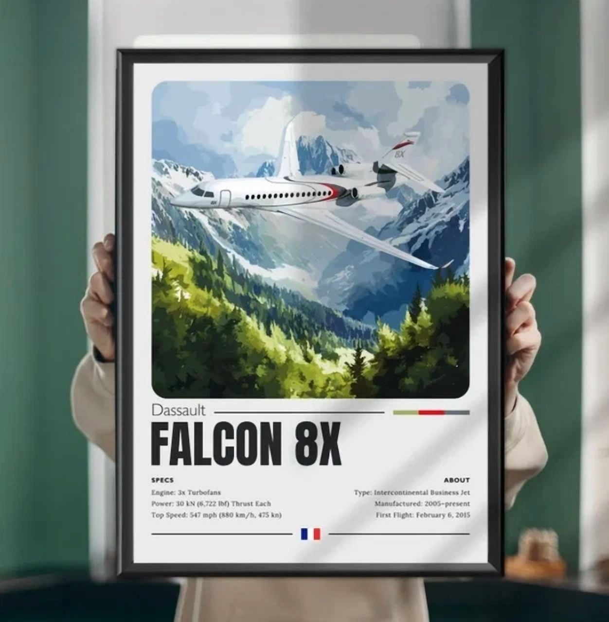 Dassault Falcon 8X Jet Poster Luxury Business Aircraft Wall Art Home ...