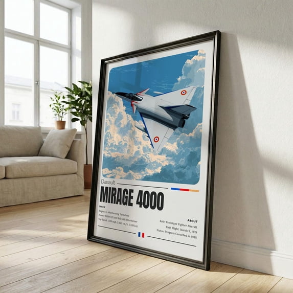 Dassault Mirage 4000 Poster, French Jet Aviation Art, Unframed Paper ...