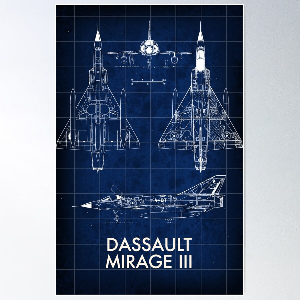 Dassault Mirage Military Fighter Jet Blueprint Schematic Poster Wall ...