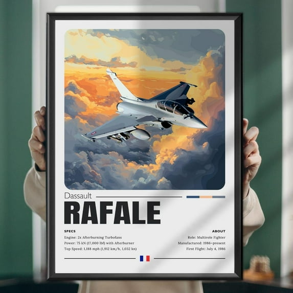 Dassault Rafale Art Print Modern Multirole Fighter Jet, French Aviation ...