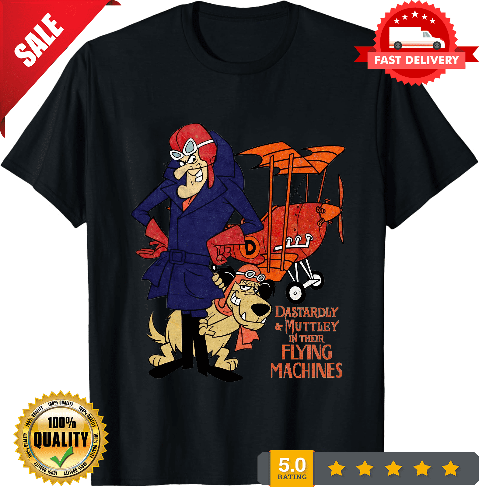 Dastardly and Muttley in Their Flying Machines 60s Wacky Races T-shirt ...