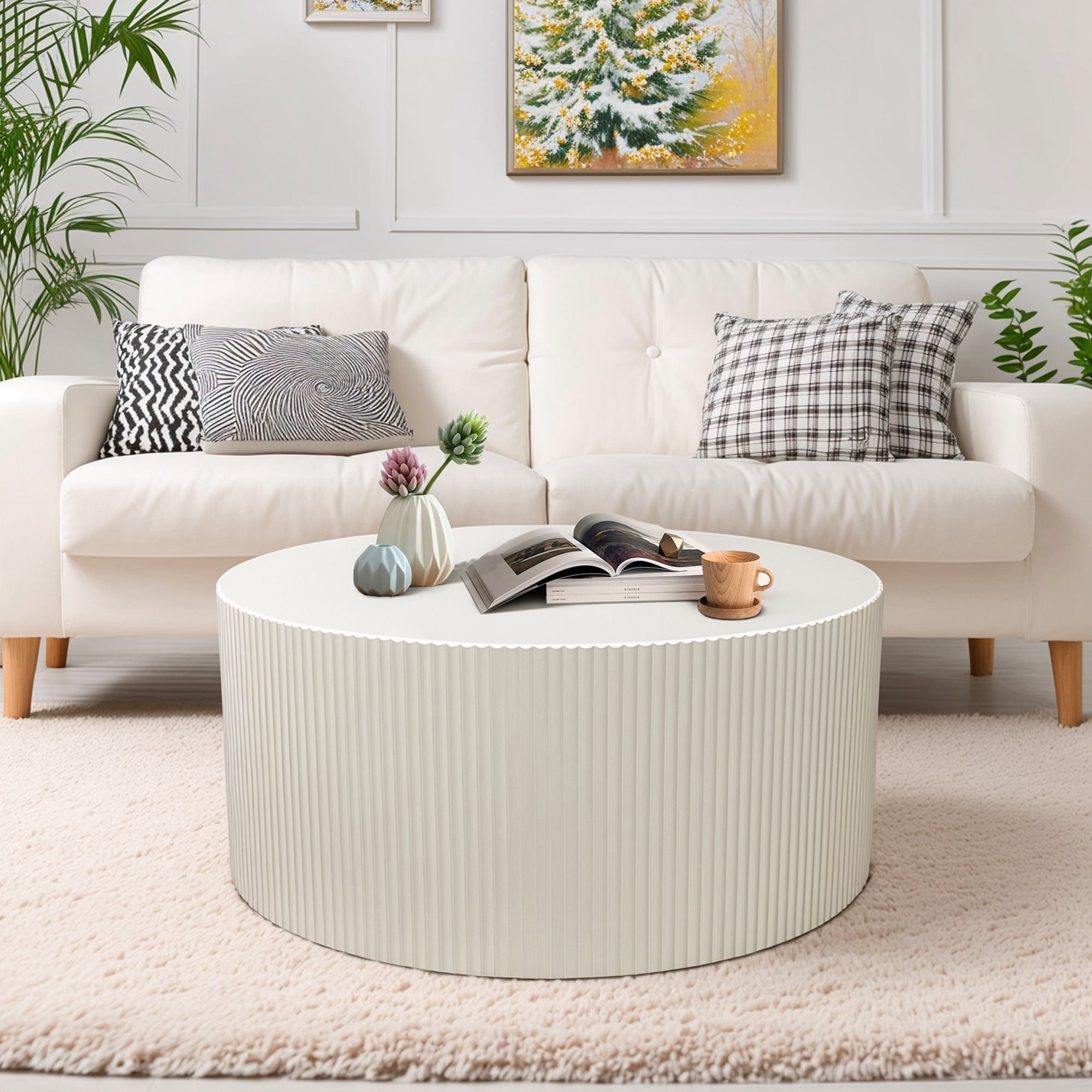 Dasun 35.83" Modern Round Coffee Table, Stylish and Minimalist Wave ...
