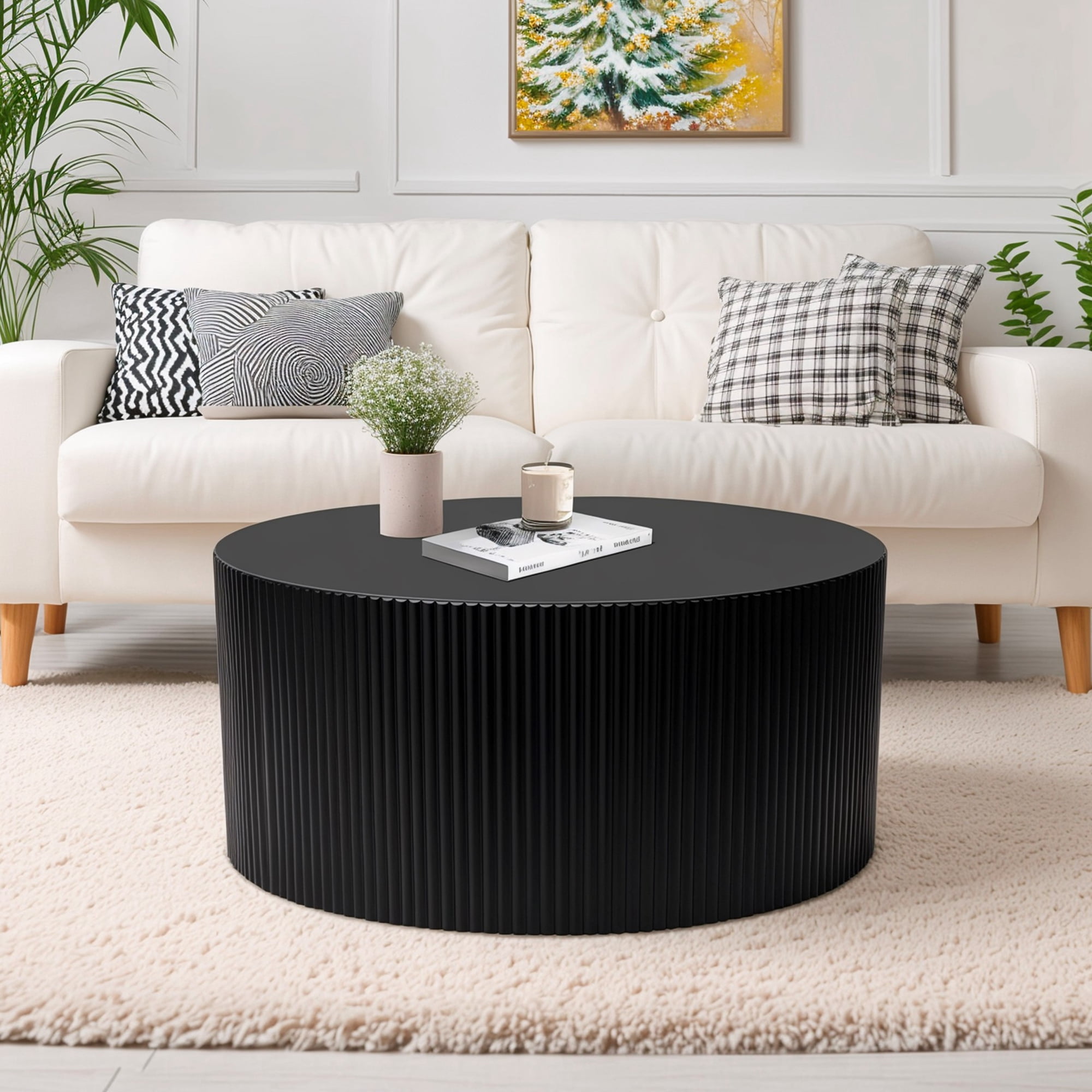 Dasun 35.83" Modern Round Coffee Table, Stylish and Minimalist Wave ...