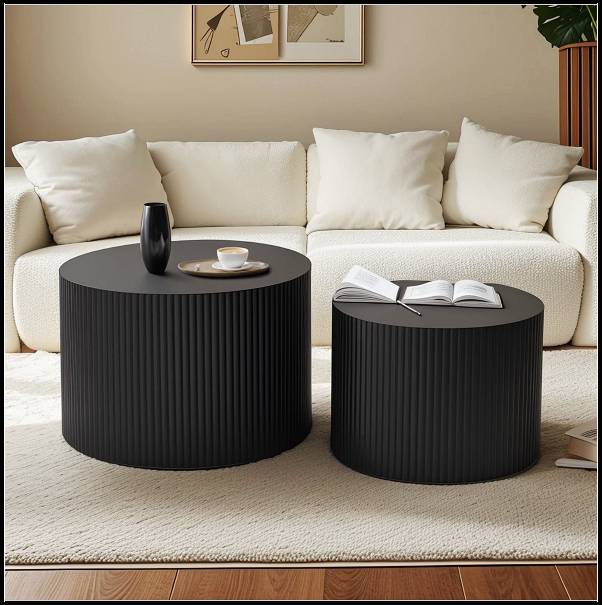 Dasun Foot Padded Hollow Design Round MDF Coffee Table, Black - Walmart.com