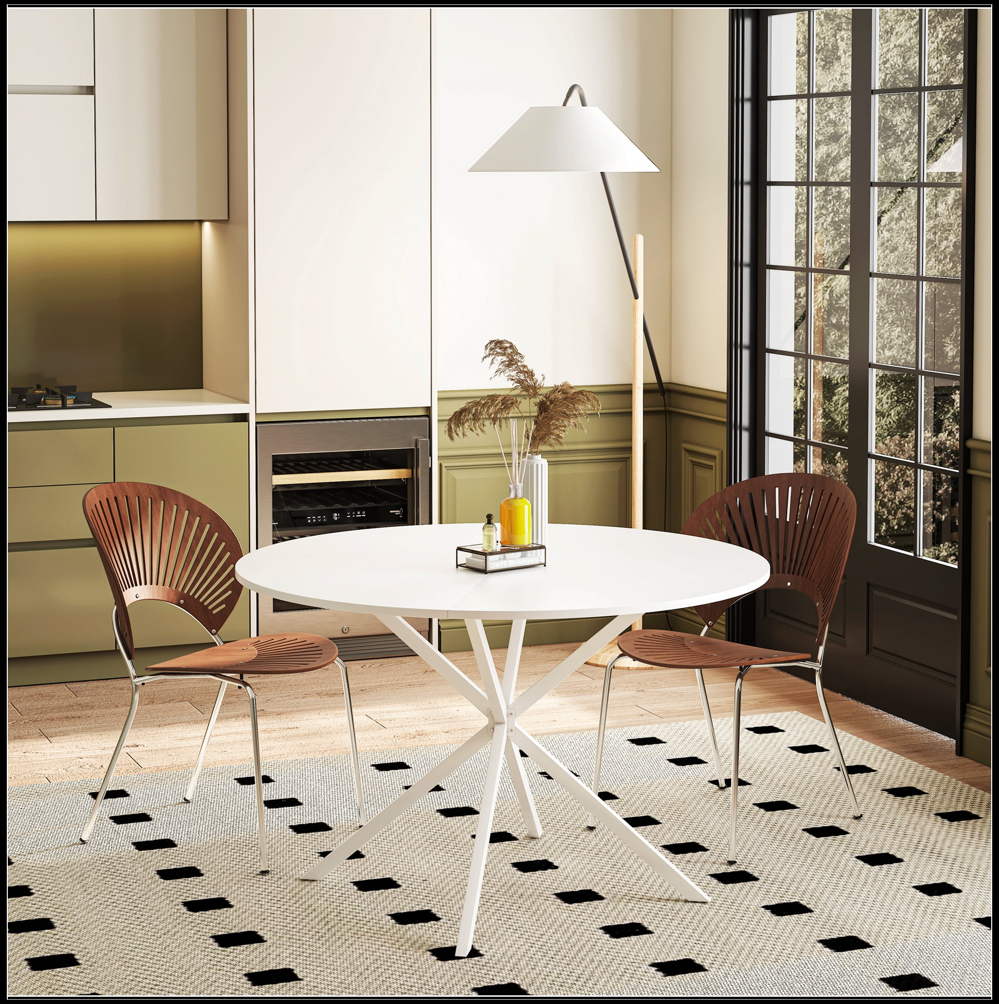 Dasun Modern Cross Leg Round Dining Table, 47.24 in, Two Piece ...