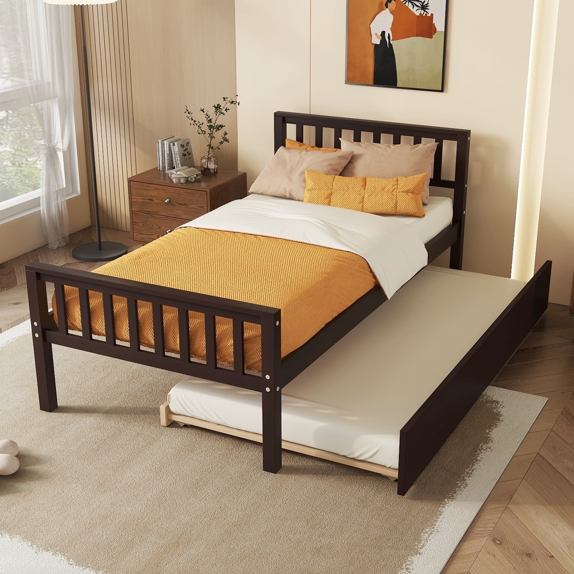 Dasun Twin Single bed with bed frame, platform bed frame with headboard ...