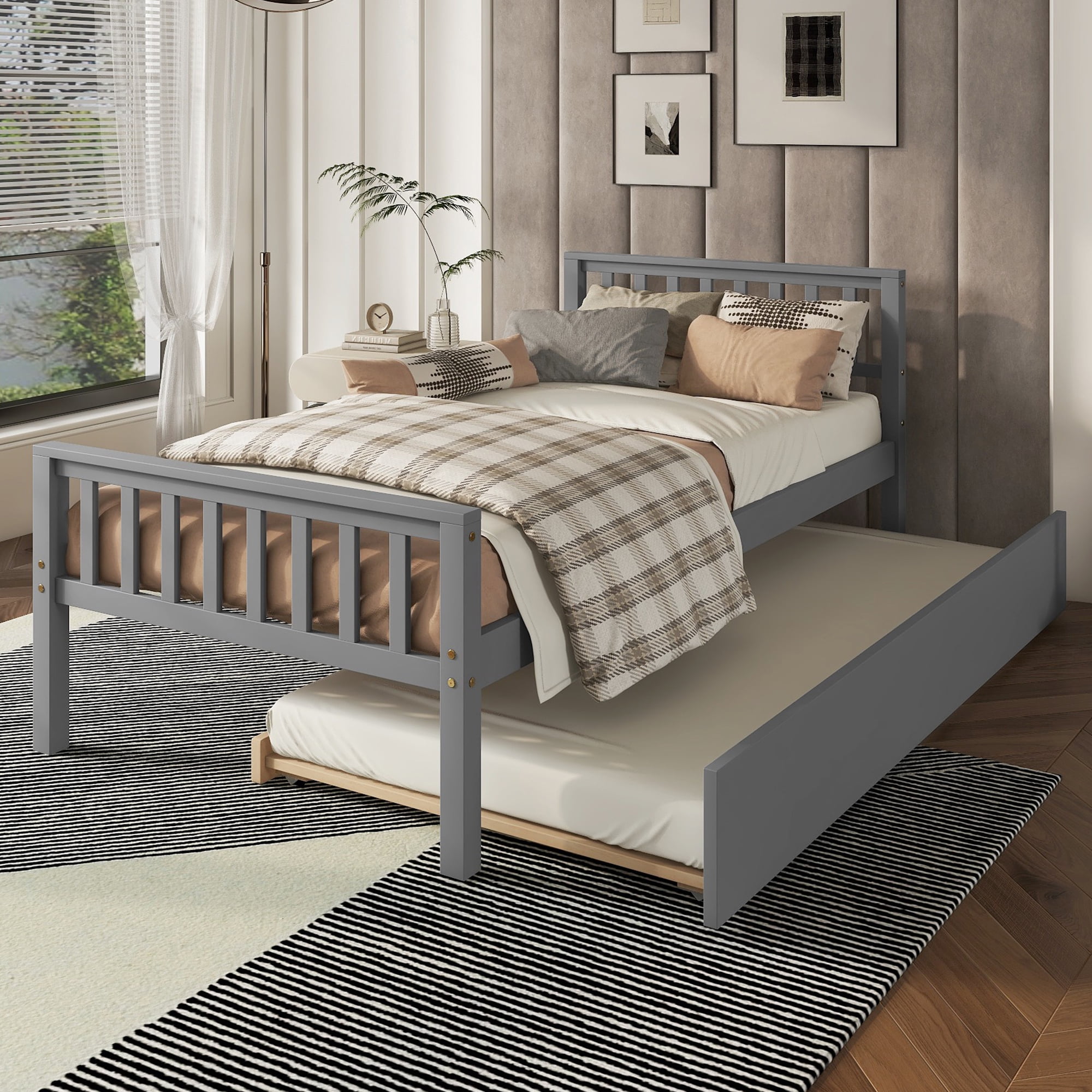 Dasun Twin Single bed with bed frame, platform bed frame with headboard ...