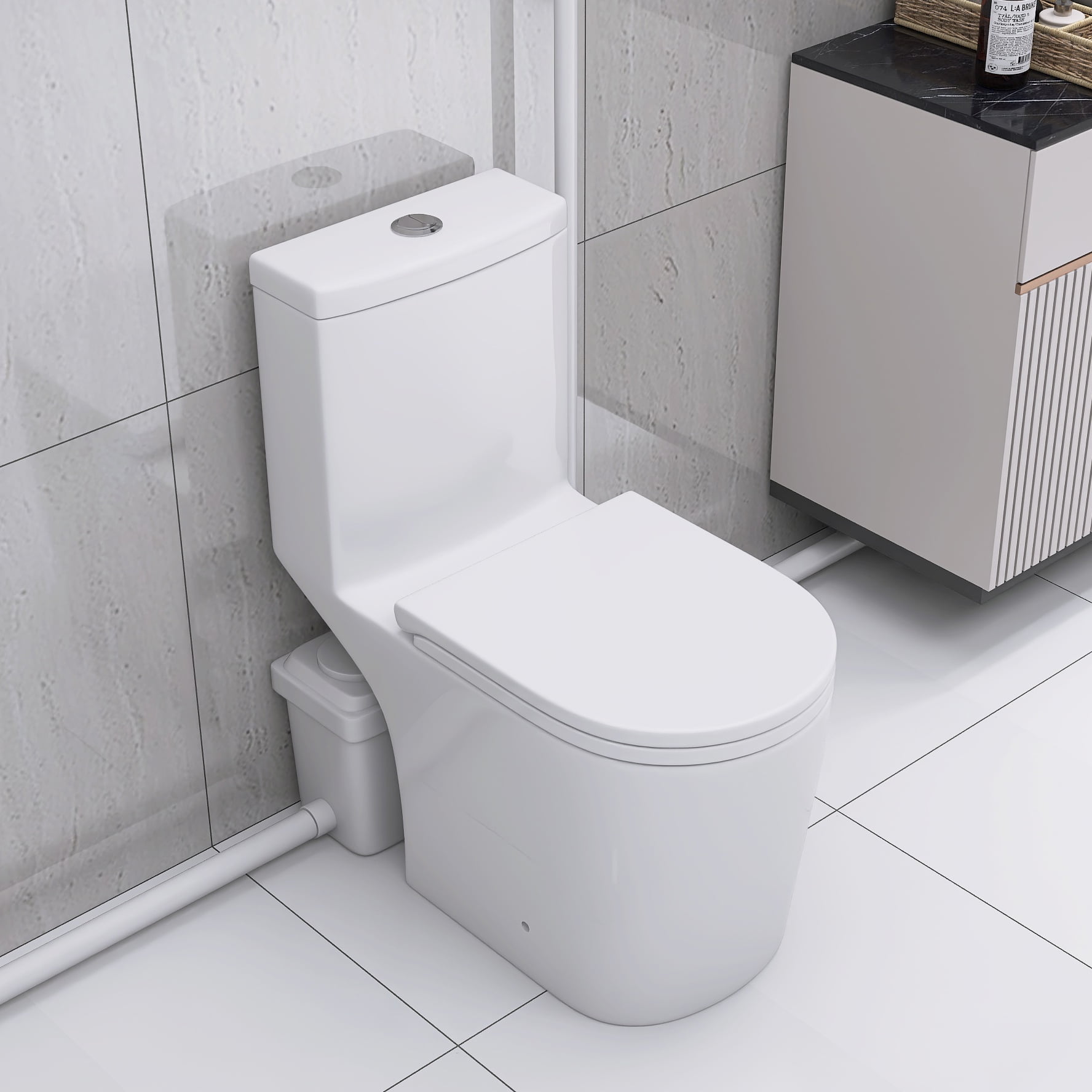 Dasun Upflush Toilet For Basement, 600W Macerating Toilet System With ...