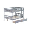 Full Over Full Rubber Wood Bunk Bed with 2 Drawers, Convertible Into 2 ...