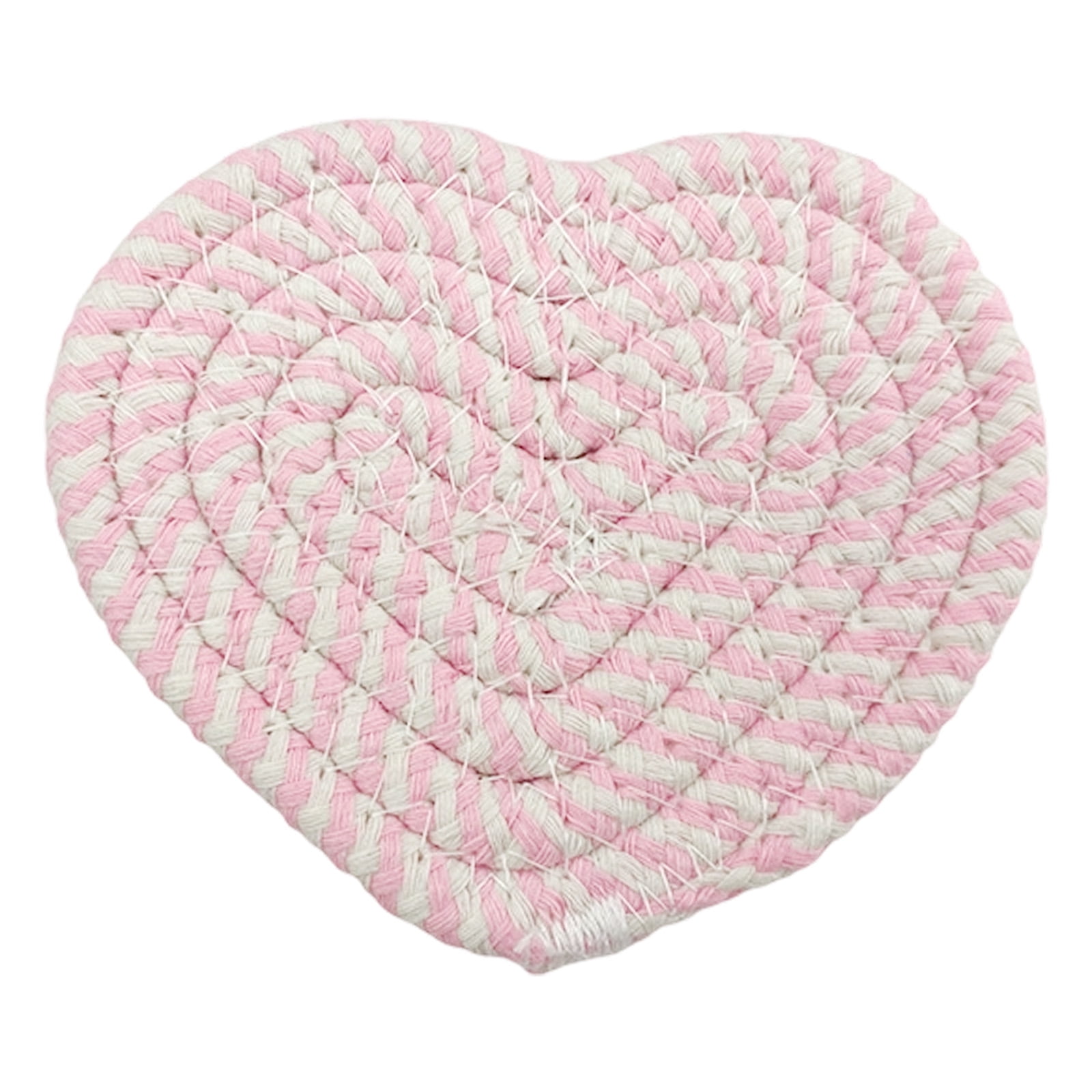 Dasuuxi 1Pc Heart Shaped Coasters,Handmade Braided Cotton Cute Coasters ...