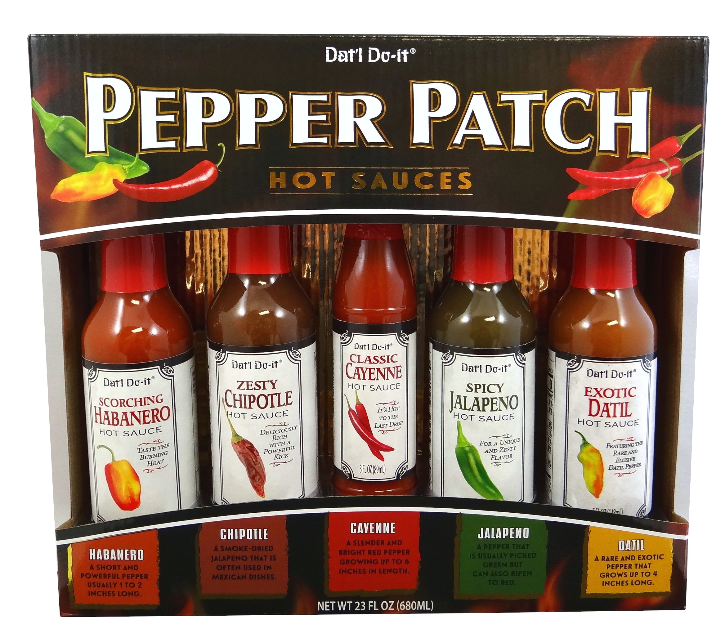 Dat'l Do-It, Fiery Five Premium Hot Sauces Gift Set, 23 fl oz, Habanero ...