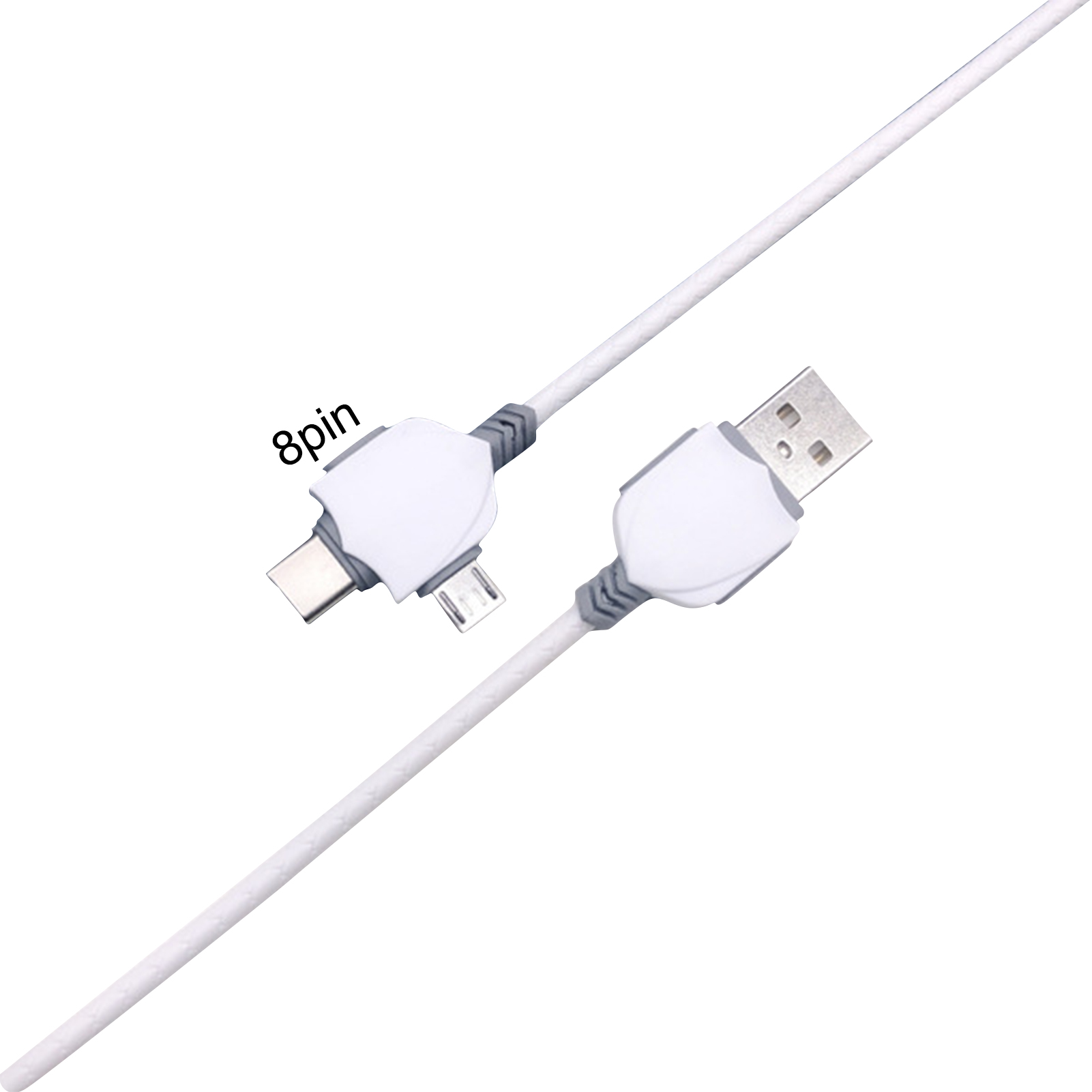 Data Cable 3-in-1 Fast Charge 2.1A 8Pin Type-C Micro USB Phone Charging ...