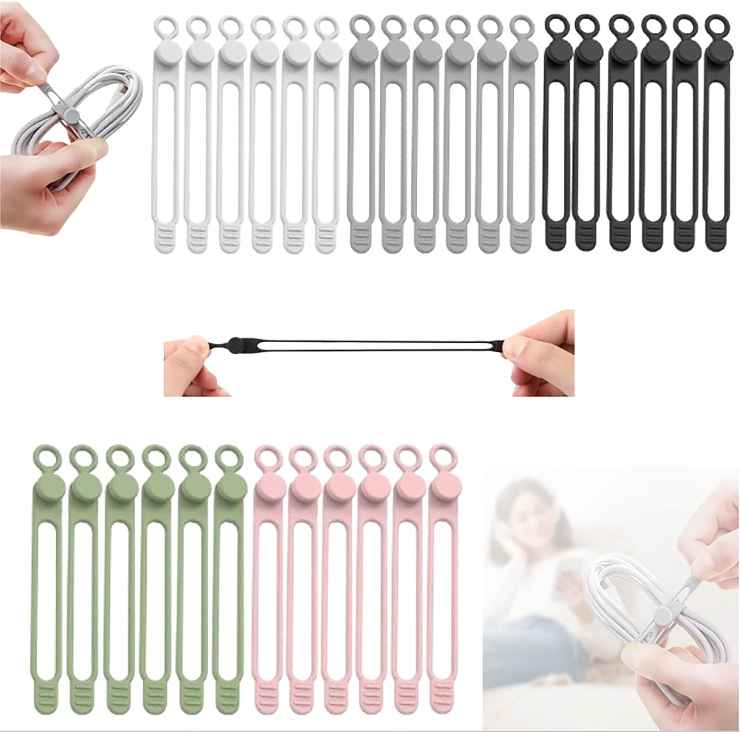 Data Cable Organizer, 2024 Upgrade Silicone Headphone Organizer ...