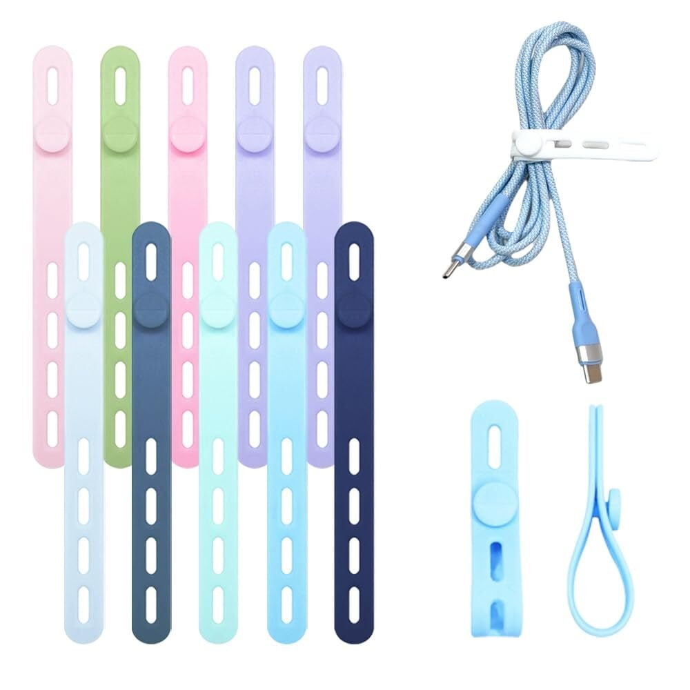 Data Cable Organizer, 2025 New Elastic Silicone Cable Straps Cord ...