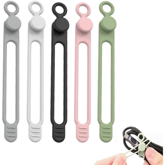 Data Cable Organizer, 2026 Silicone Cable Ties Reusable Cable ...