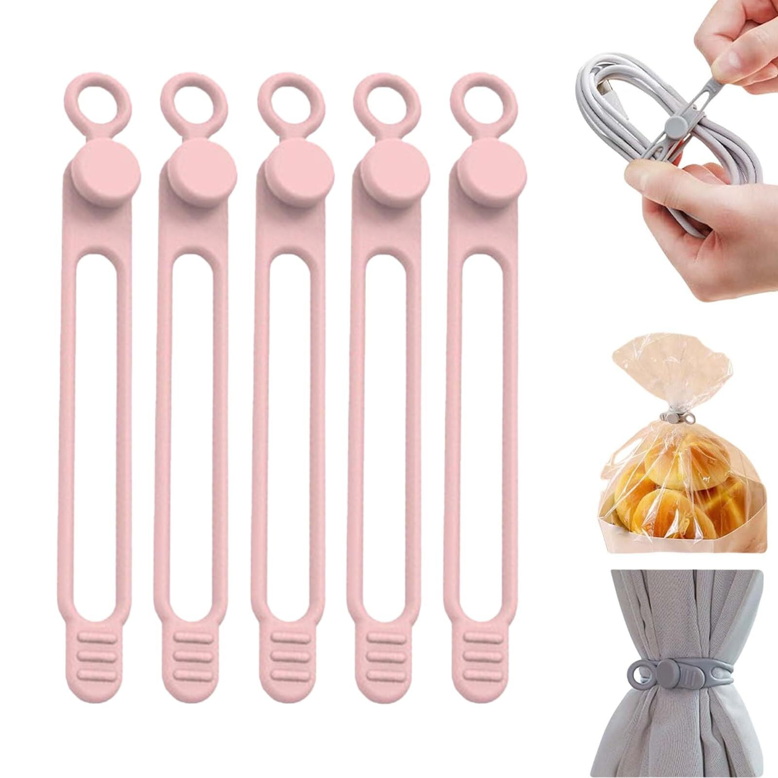 Data Cable Organizer, Silicone Cable Ties Reusable - Elastic Cord ...