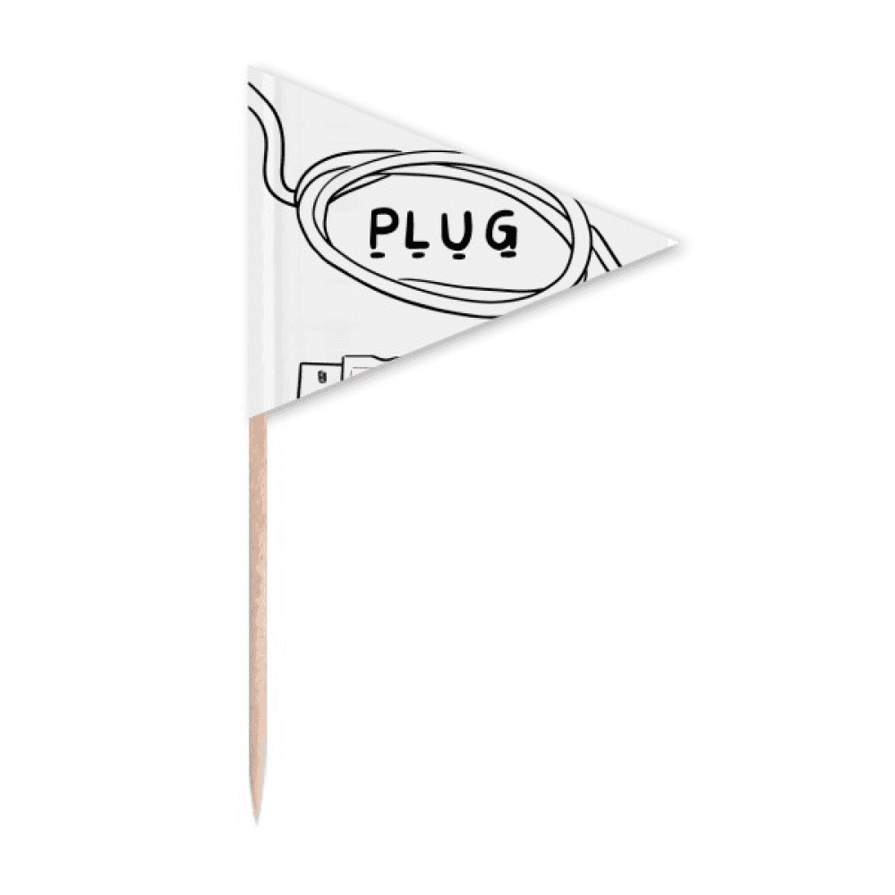 Data Wire USB Plug Line Hand-drawing Toothpick Triangle Cupcake Toppers ...