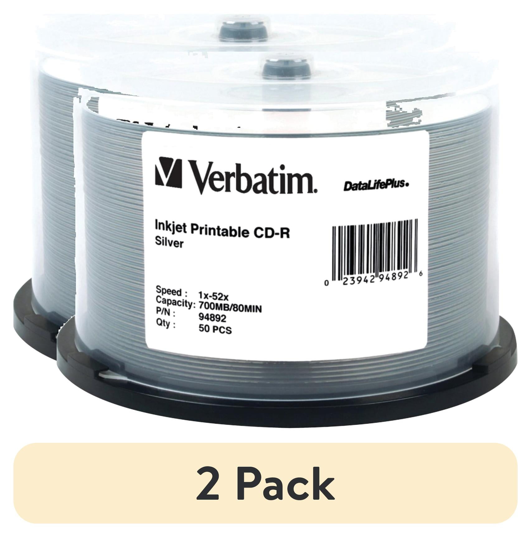 (2 pack) DataLifePlus 700 MB/80 min 52x CD-R Printable Recordable Discs in Spindle - Silver (50 ...