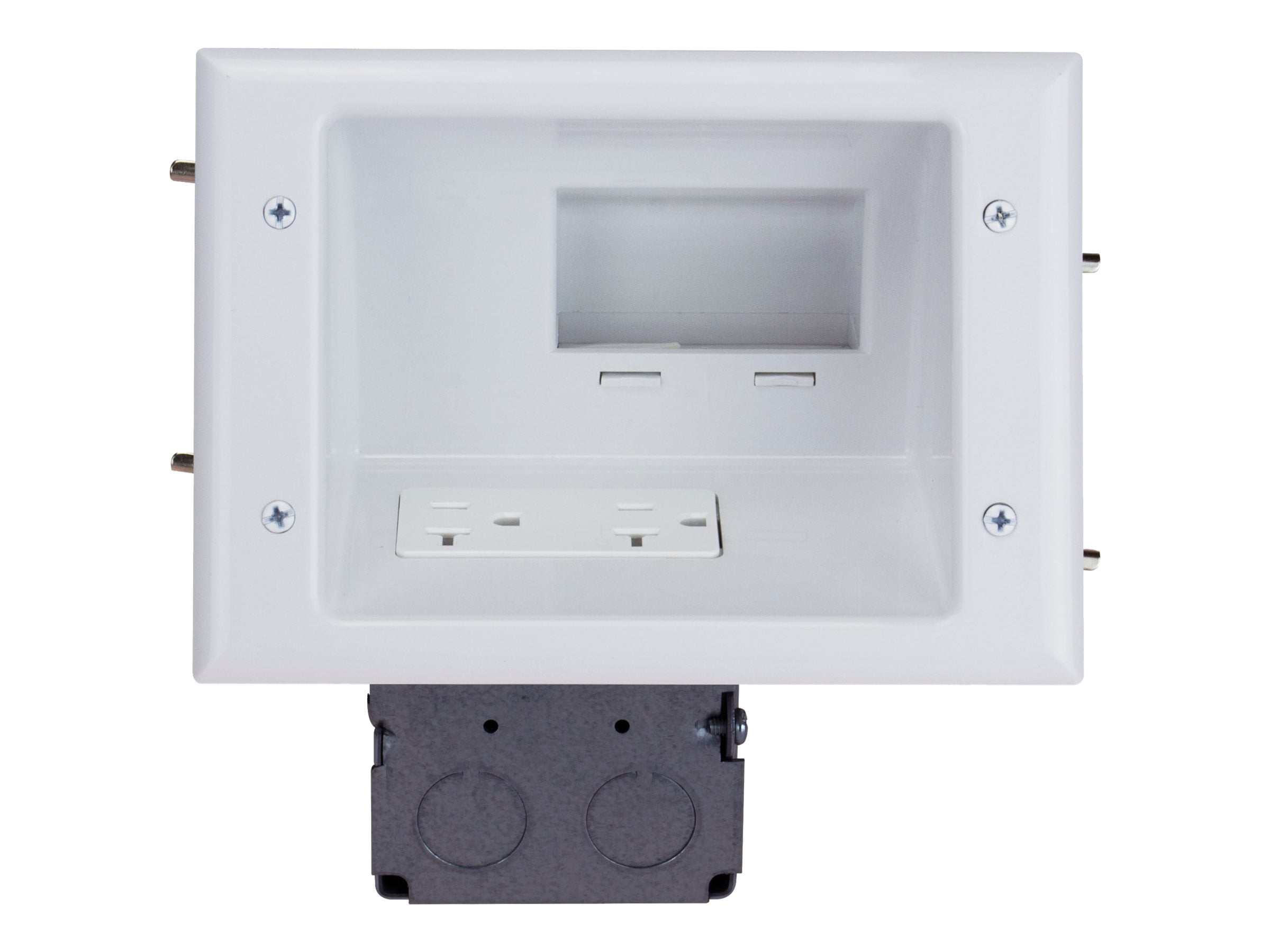 Datacomm 45-0072-WH Recessed Low-Voltage Mid-Size Plate with 20-Amp ...