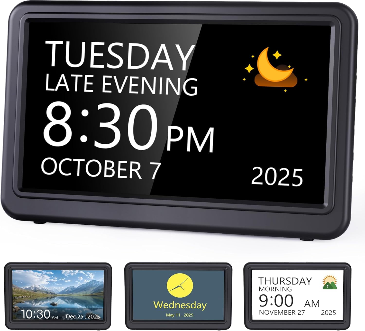 Date Clock, Digital Calendar Clock with 12 Themes, 20 Alarms, 20 ...