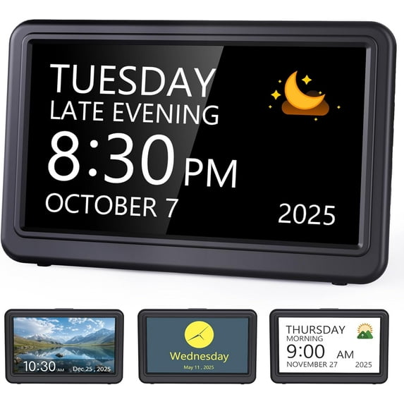 Date Clock, Digital Calendar Clock with 12 Themes, 20 Alarms, 20 ...