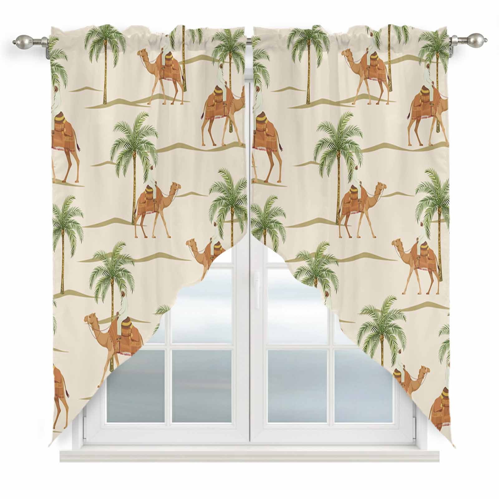 Date Coconut Tree Swag Curtains for Kitchen/Bedroom/Living Room, Desert ...