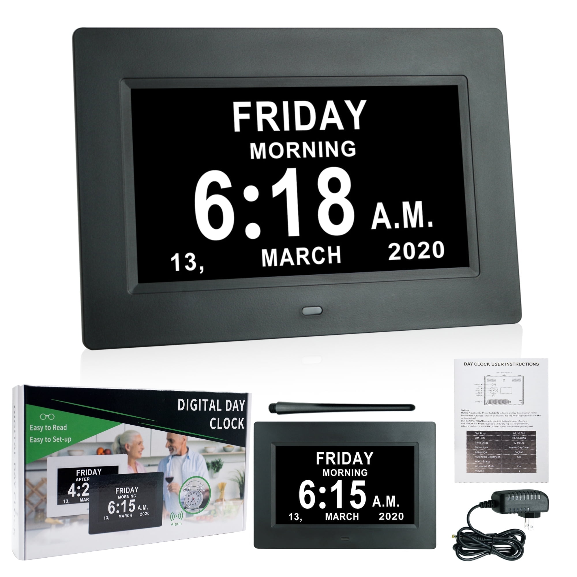 Digital Calendar Alarm Clock - Dementia Clocks for Vision Impaired ...