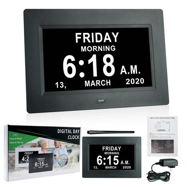 Digital Calendar Alarm Clock - Dementia Clocks for Vision Impaired ...
