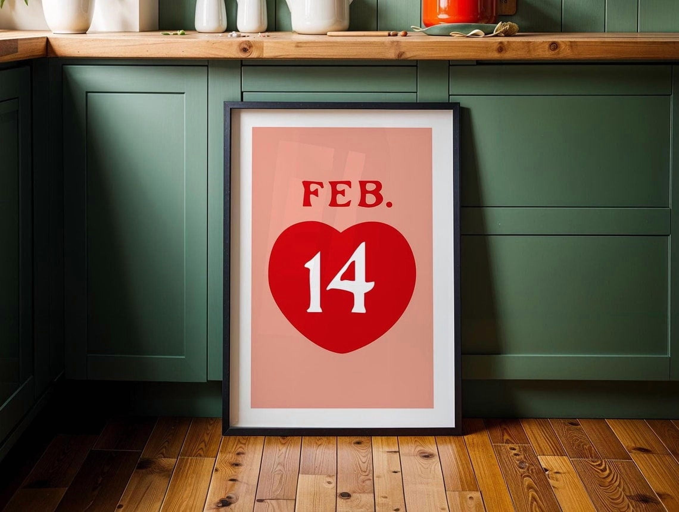 Date Valentine Retro Valentines Day Kitchen Wall Art, Unframed Canvas ...