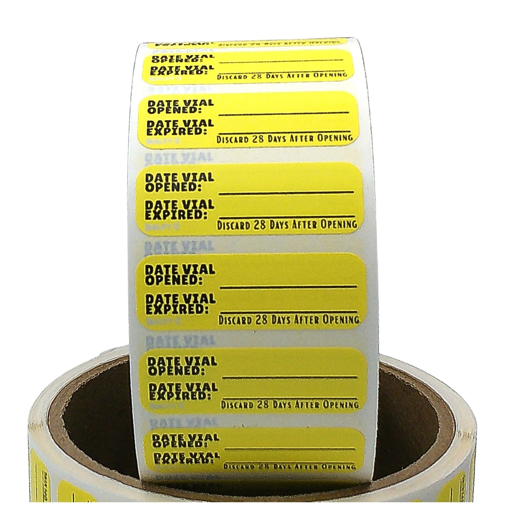 Date Vial Opened Date Vial Expired Labels, Yellow 1.5" x 0.5", by ...