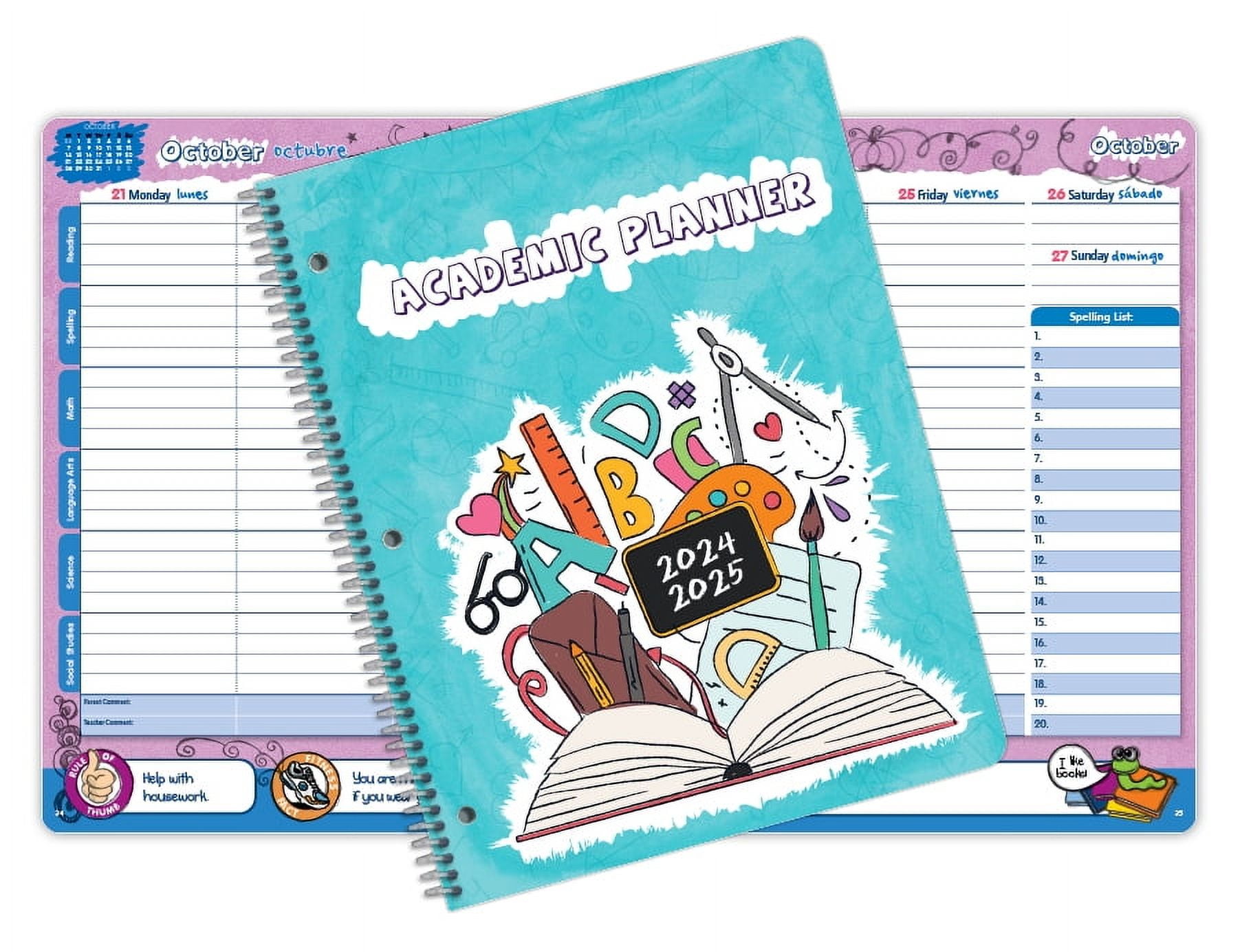 Dated Elementary Student Planner 2024-2025 Academic School Year, Large ...