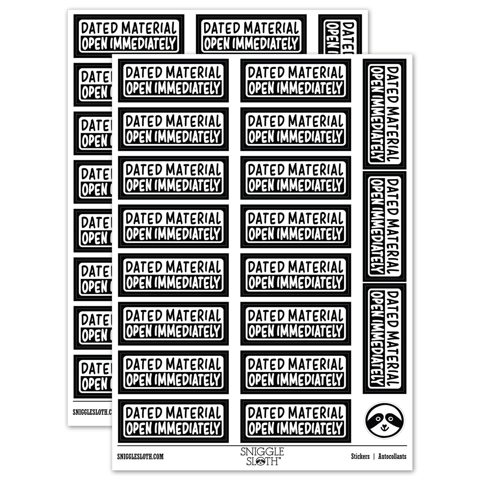 Dated Material Open Immediately Letter Mail Sticker Set - Black - Gloss ...
