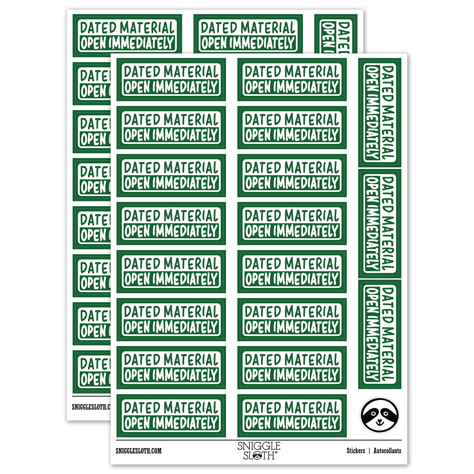 Dated Material Open Immediately Letter Mail Sticker Set - Dark Green ...