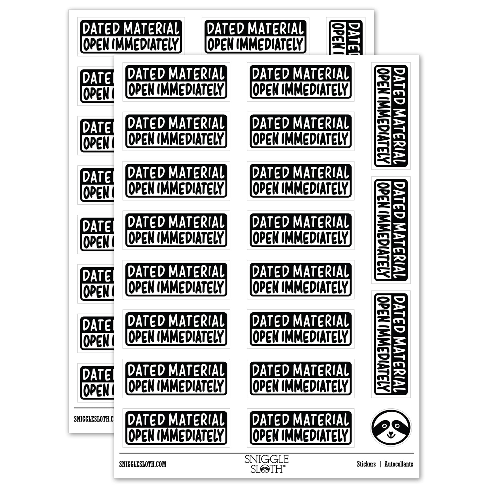 Dated Material Open Immediately Letter Mail Sticker Set - White - Gloss ...