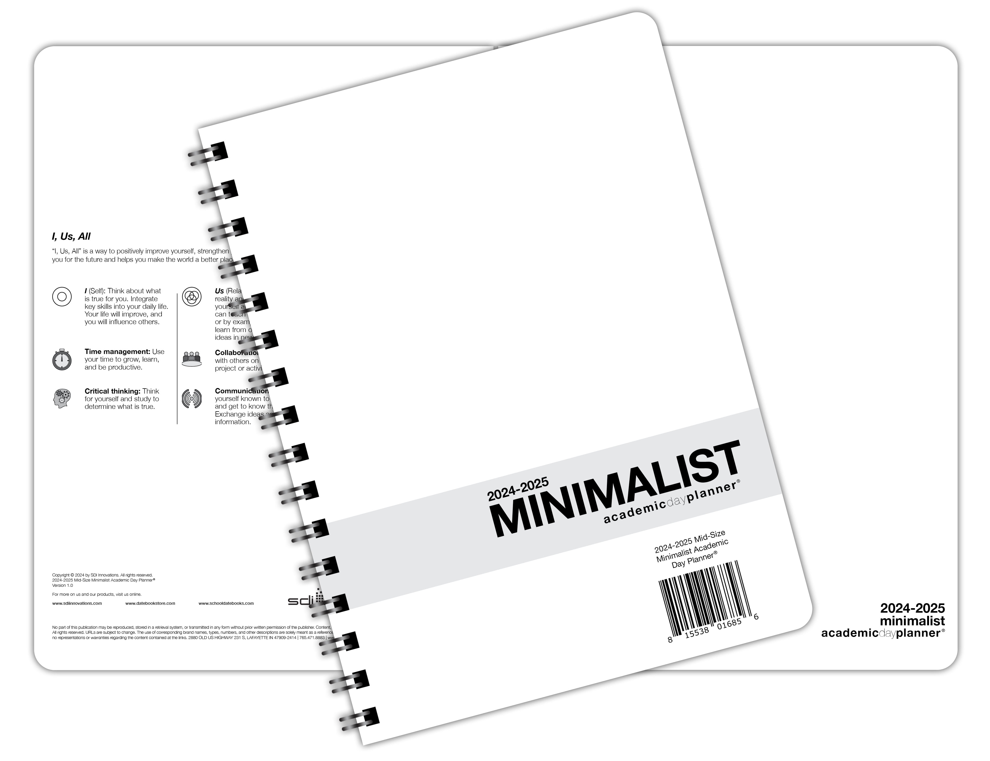 Dated Minimalist DayPlanner - 12 Monthly Calendar Overview, to-do Lists ...