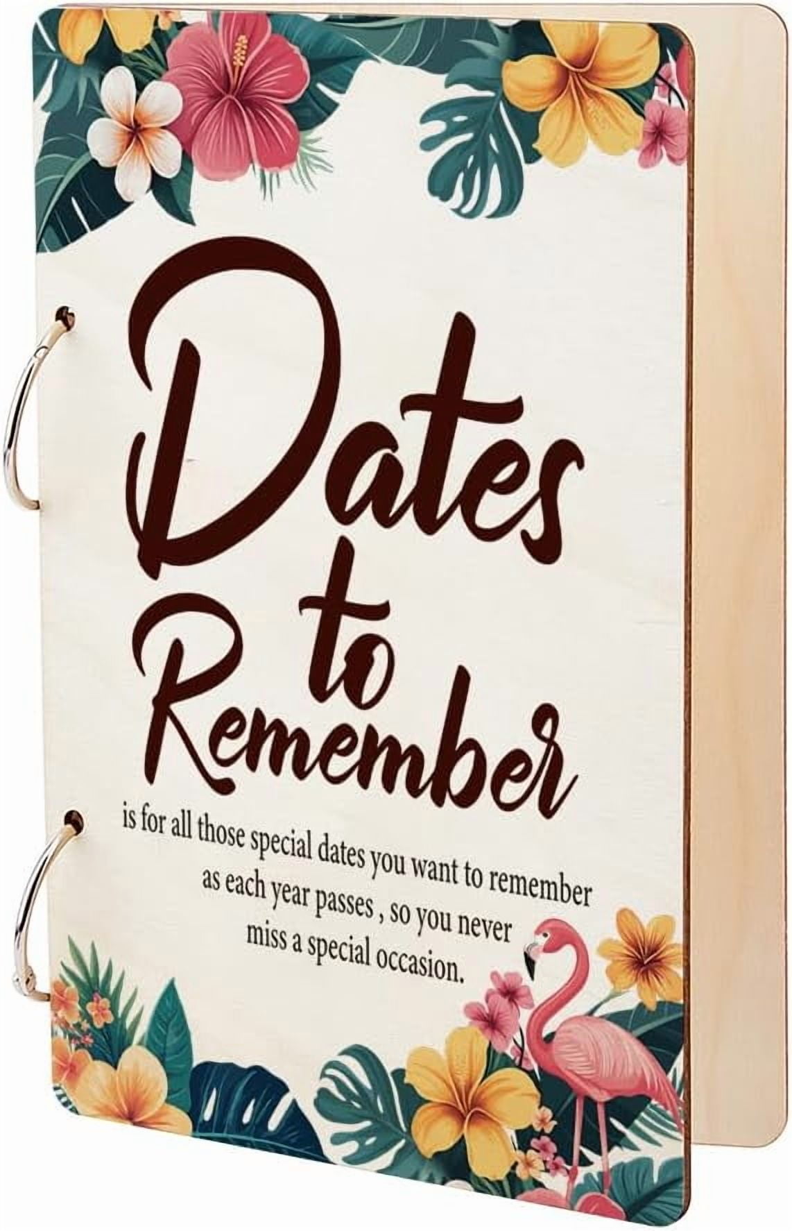 Dates to Remember Greeting Card Holder Organizer Flamingo Floral Wooden ...