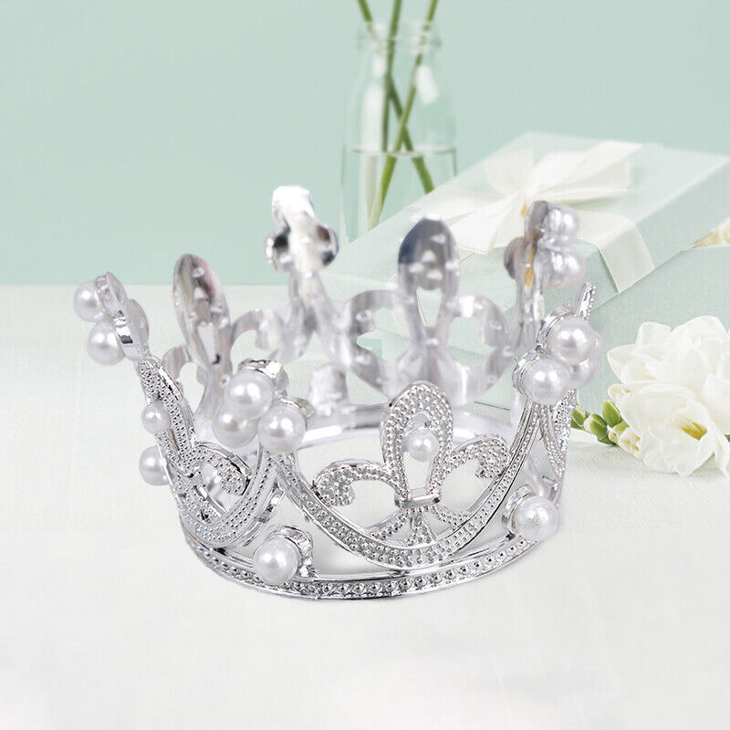 Datingday 1 Pc Crown Cake Topper, Pearl Cake Toppers Cute Wedding Crowns Decorations Royal ...