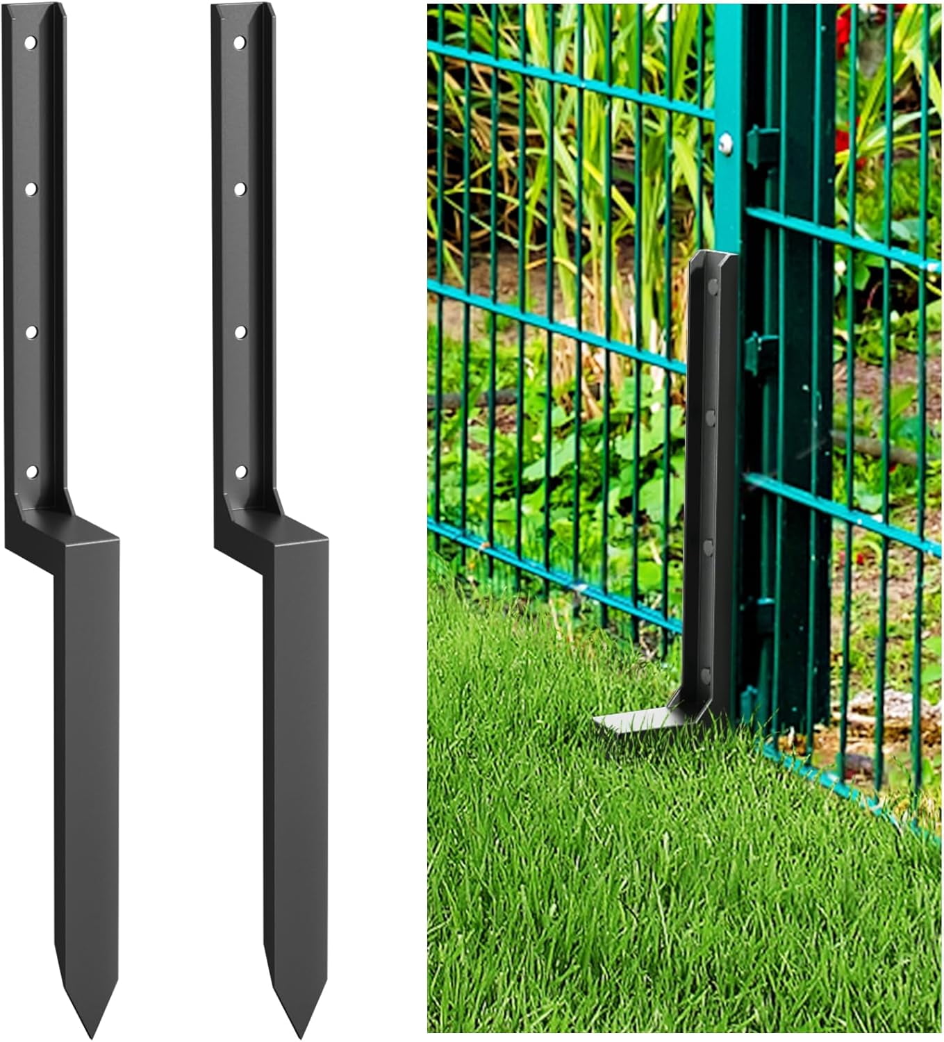 Datingday 2 Pack Fence Post Repair Kit,Black Heavy Duty Fence Post ...