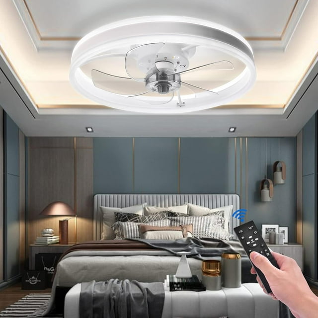 Datingday 22 Inch Ceiling Fan With Light,Silver Modern Ceiling Fan ...