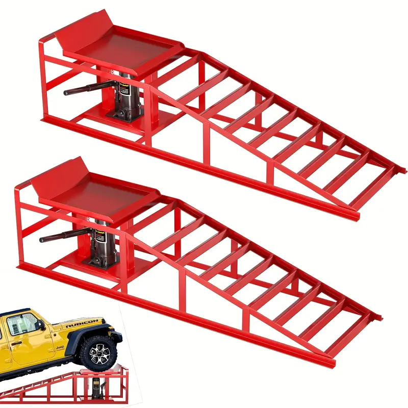 Datingday 2PCS Heavy Duty Hydraulic Car Ramps, Steel Auto Service Ramps ...